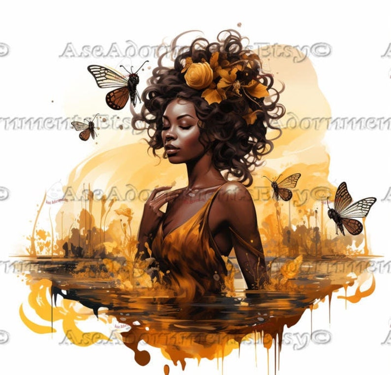 Oshun in Water Butterflies Black Orisha Goddess Vector Digital Clip Art ...