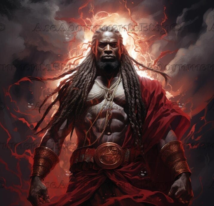 Young Shango Chango Thunder Lightening Black Orisha Vector Digital Clip ...