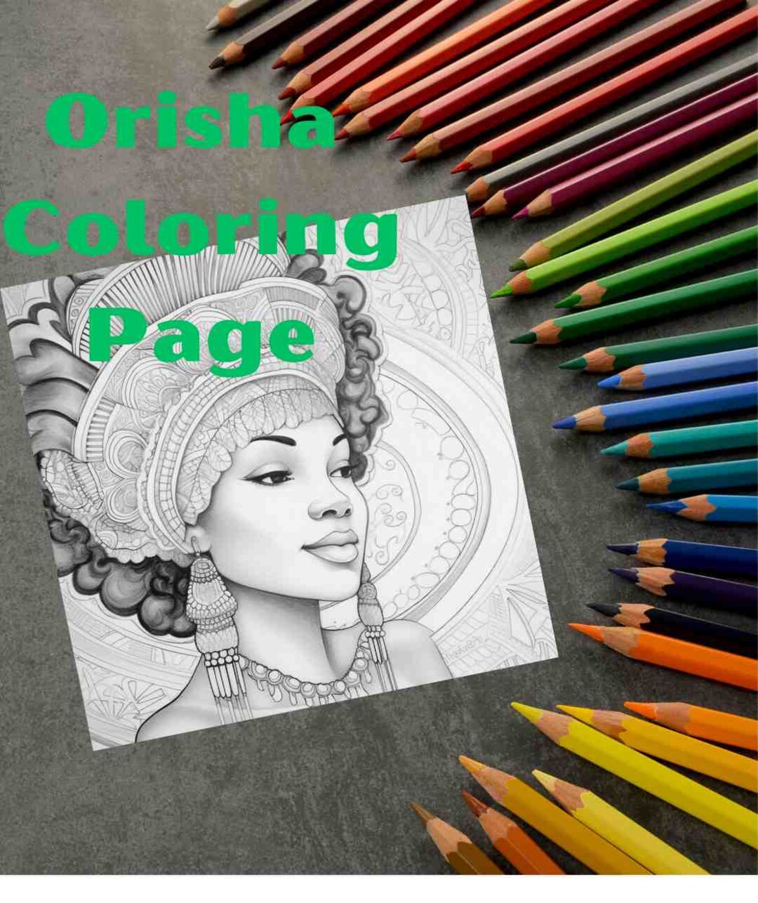 Oshun Adult Coloring Book Page 1024 X 1024 Square - Etsy