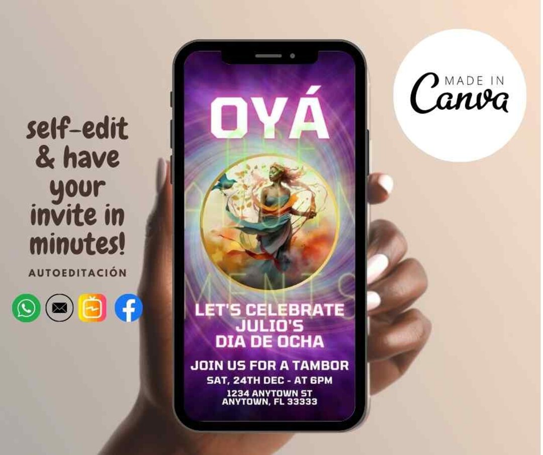 DIY Oya Yansa Cumpleaños De Osha Bembe Tambor Ocha Invitacion Saint ...