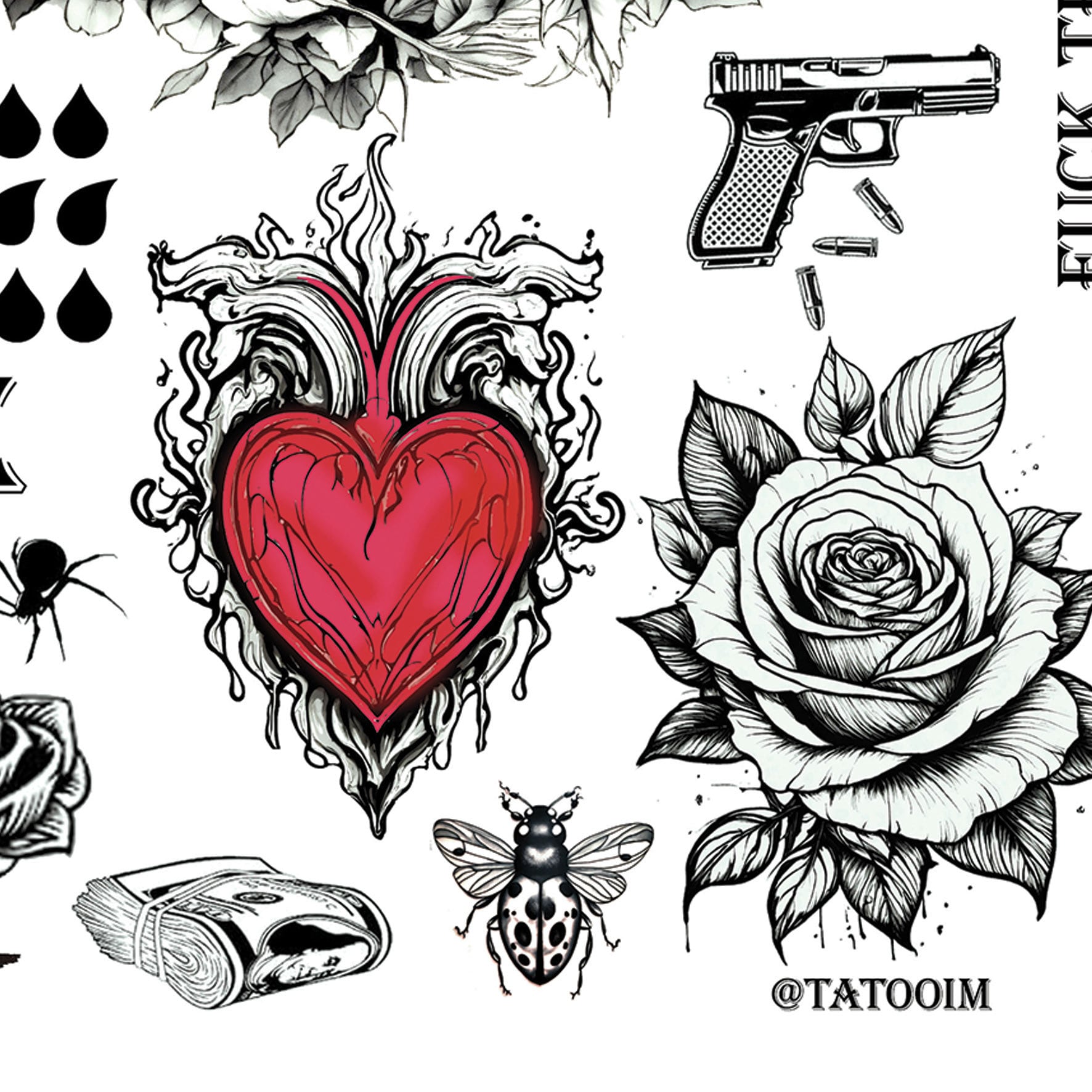Old School Prison Temporary Tattoos Set Tattoos for Children, Costume ...