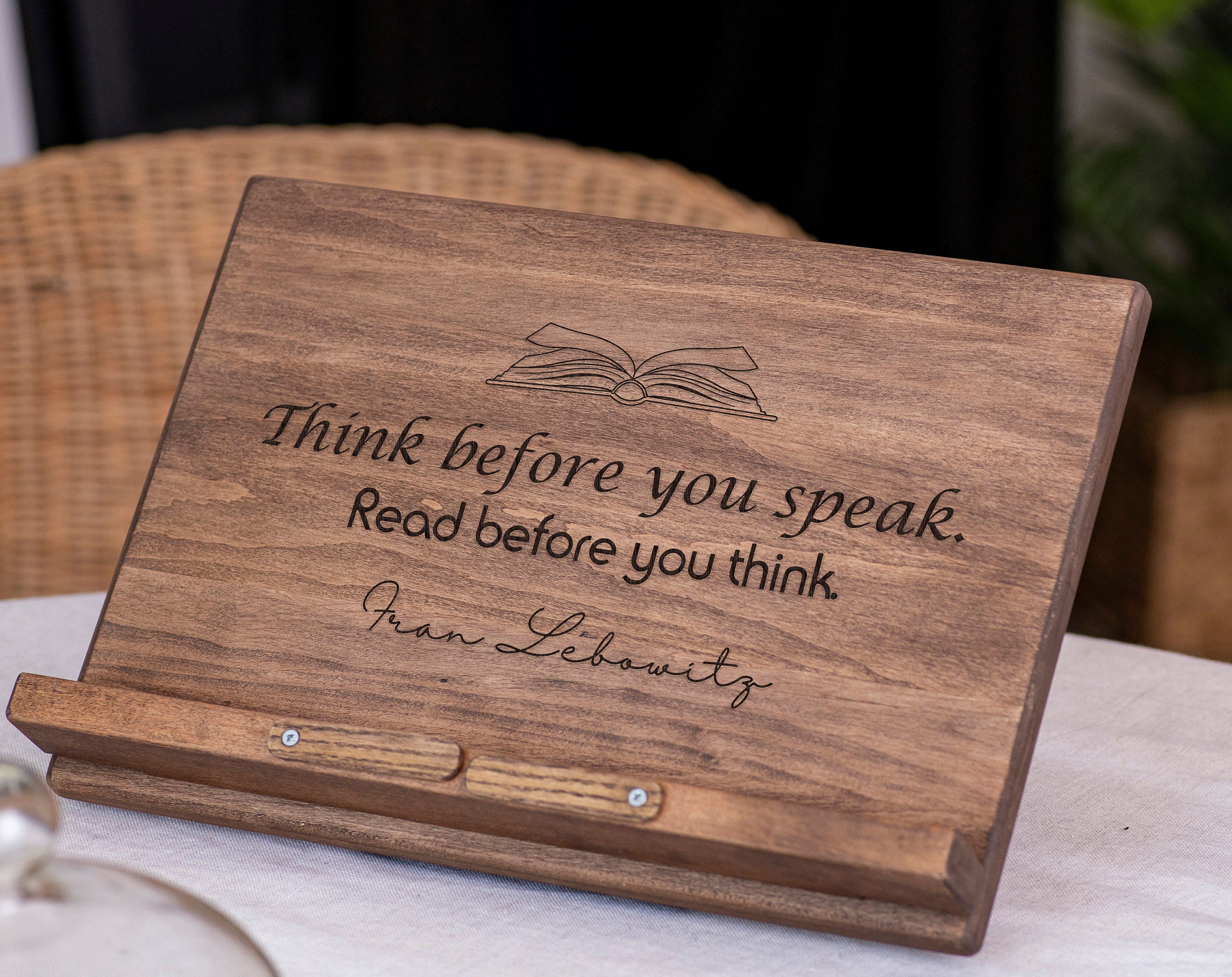 Book Reading Stand, Quote About Reading Wooden Stand, Solid Wood Book ...