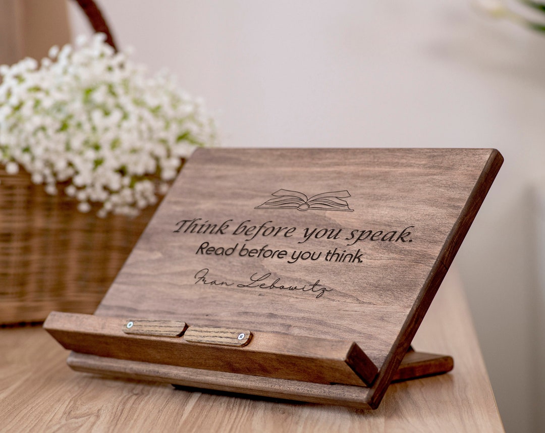 Book Reading Stand, Quote About Reading Wooden Stand, Solid Wood Book ...