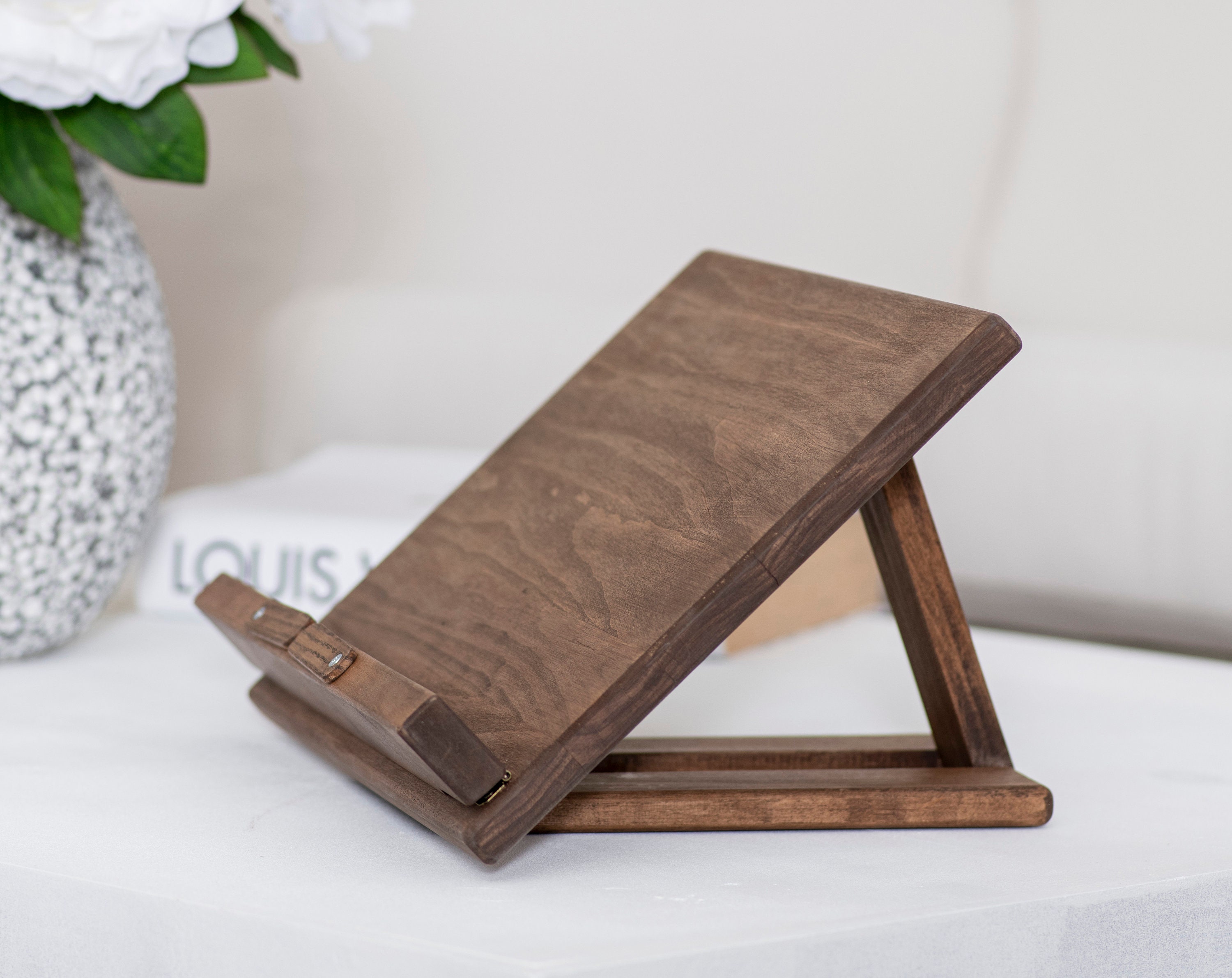 Personalized Wood Book Reading Stand, Wooden Cookbook Stand, Book Stand ...