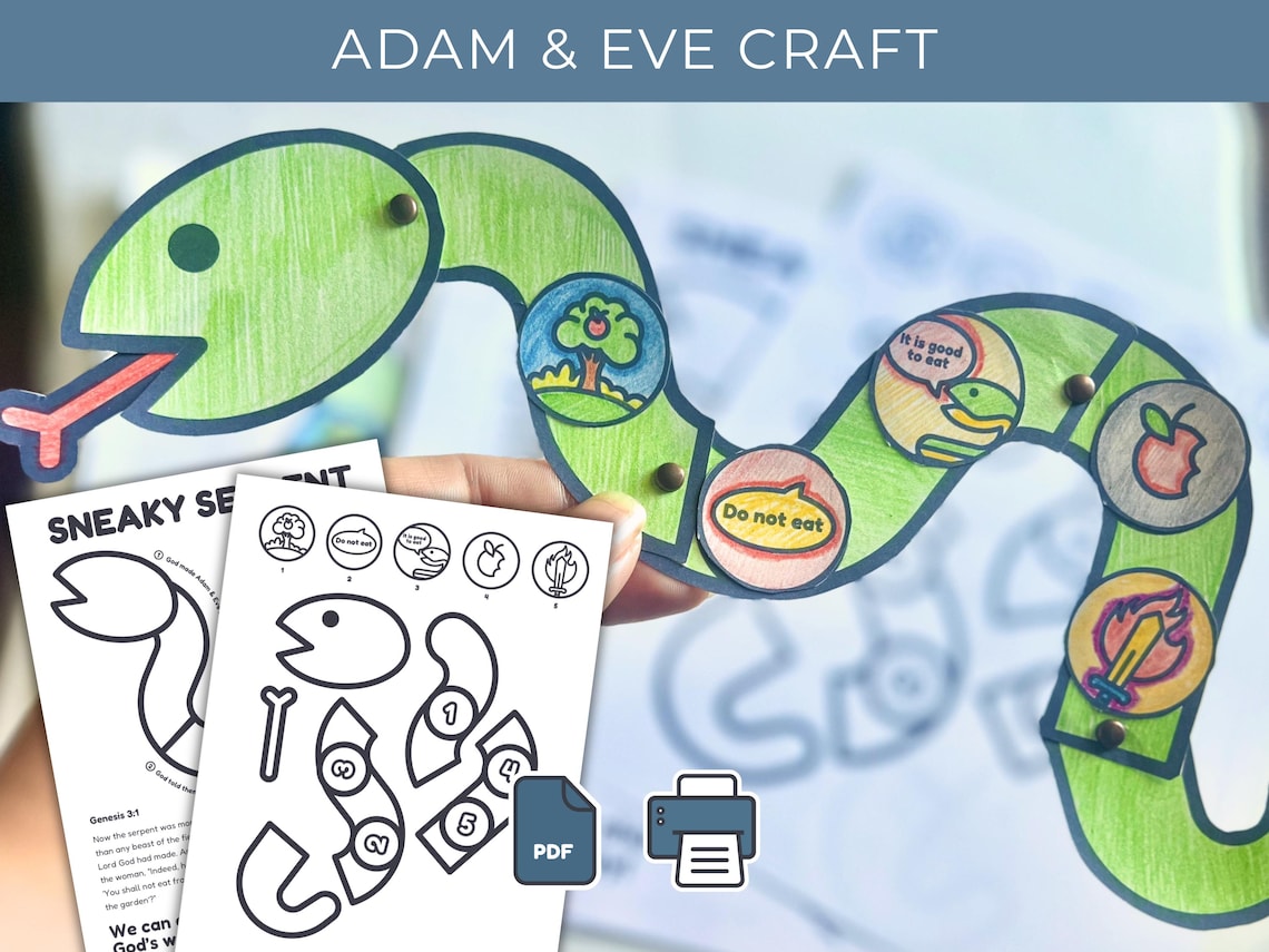 Sneaky Serpent Story Sequence Craft | Adam & Eve Bible Activity (PDF ...