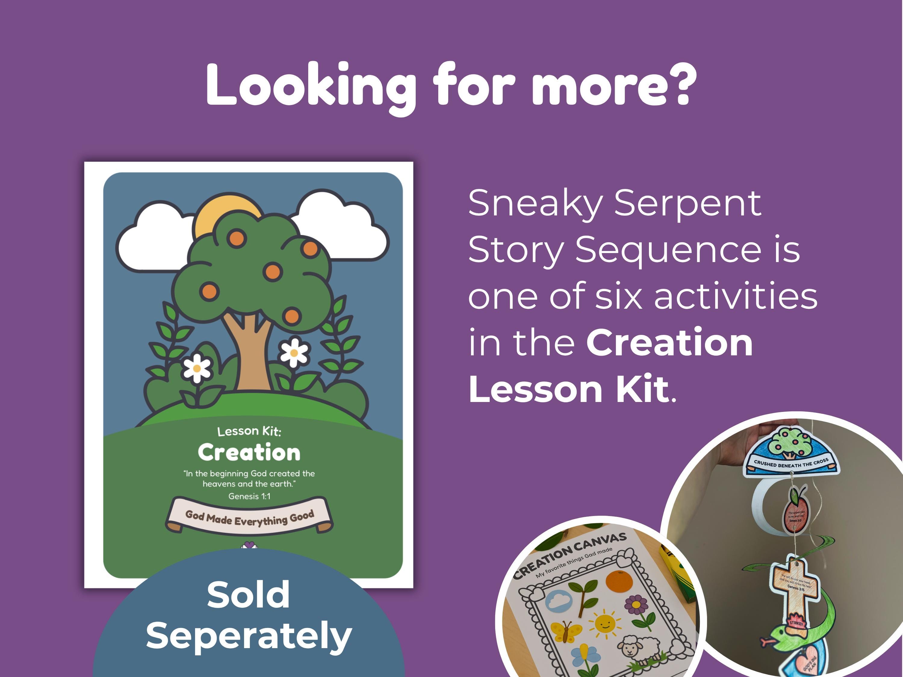 Sneaky Serpent Story Sequence Craft | Adam & Eve Bible Activity (PDF ...