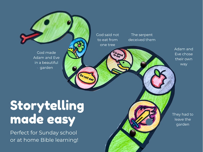 Sneaky Serpent Story Sequence Craft | Adam & Eve Bible Activity (PDF ...