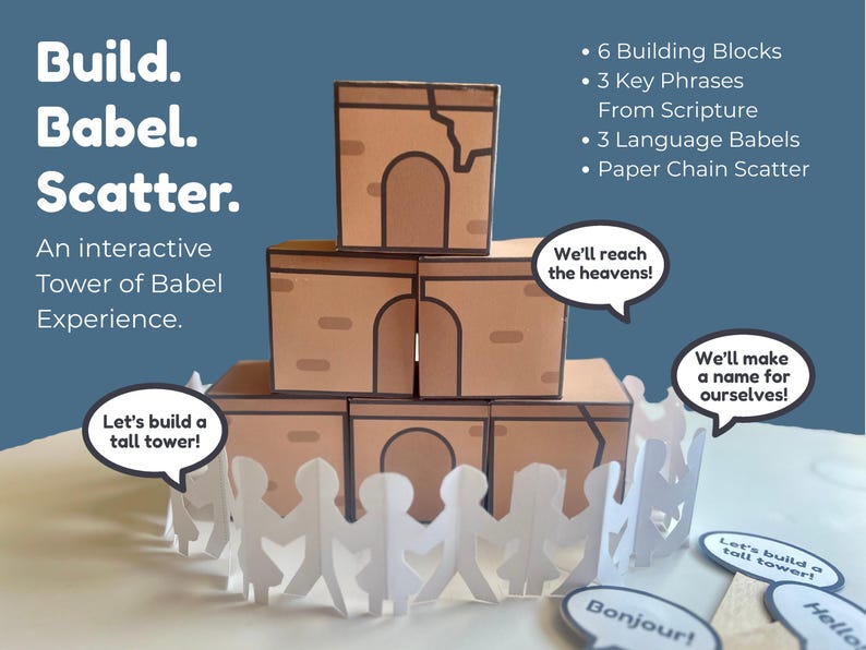 Tower of Babel Activity: Block Tower Scattering (PDF) - Etsy