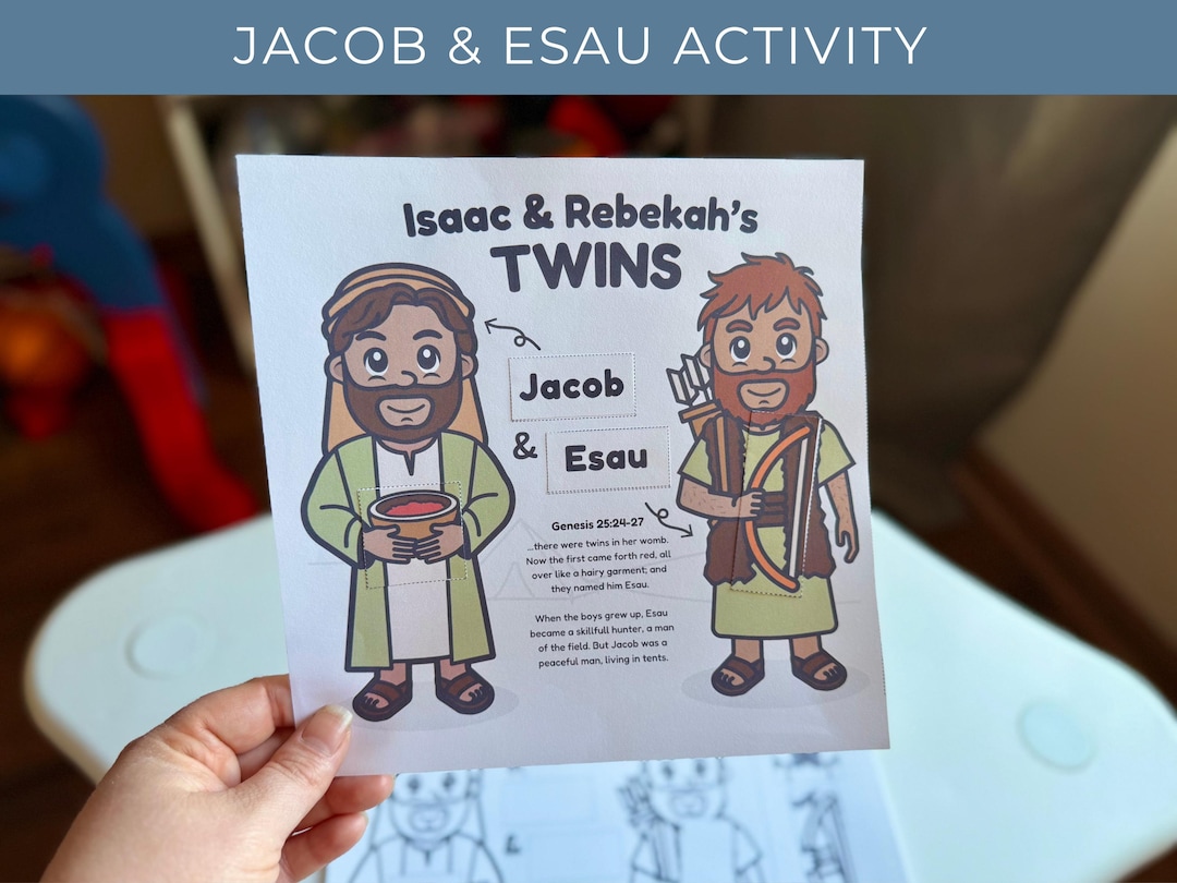 Jacob & Esau Bible Story Craft | Preschool Cut and Glue Activity (PDF ...