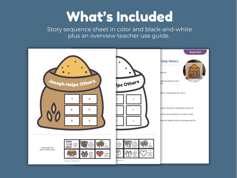 Joseph Story Sequence | Printable Preschool Bible Activity (PDF) - Etsy