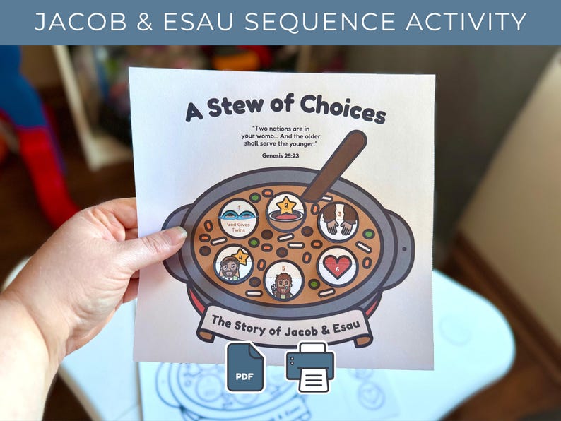 Jacob & Esau Bible Story Sequencing Activity | Preschool + Early ...