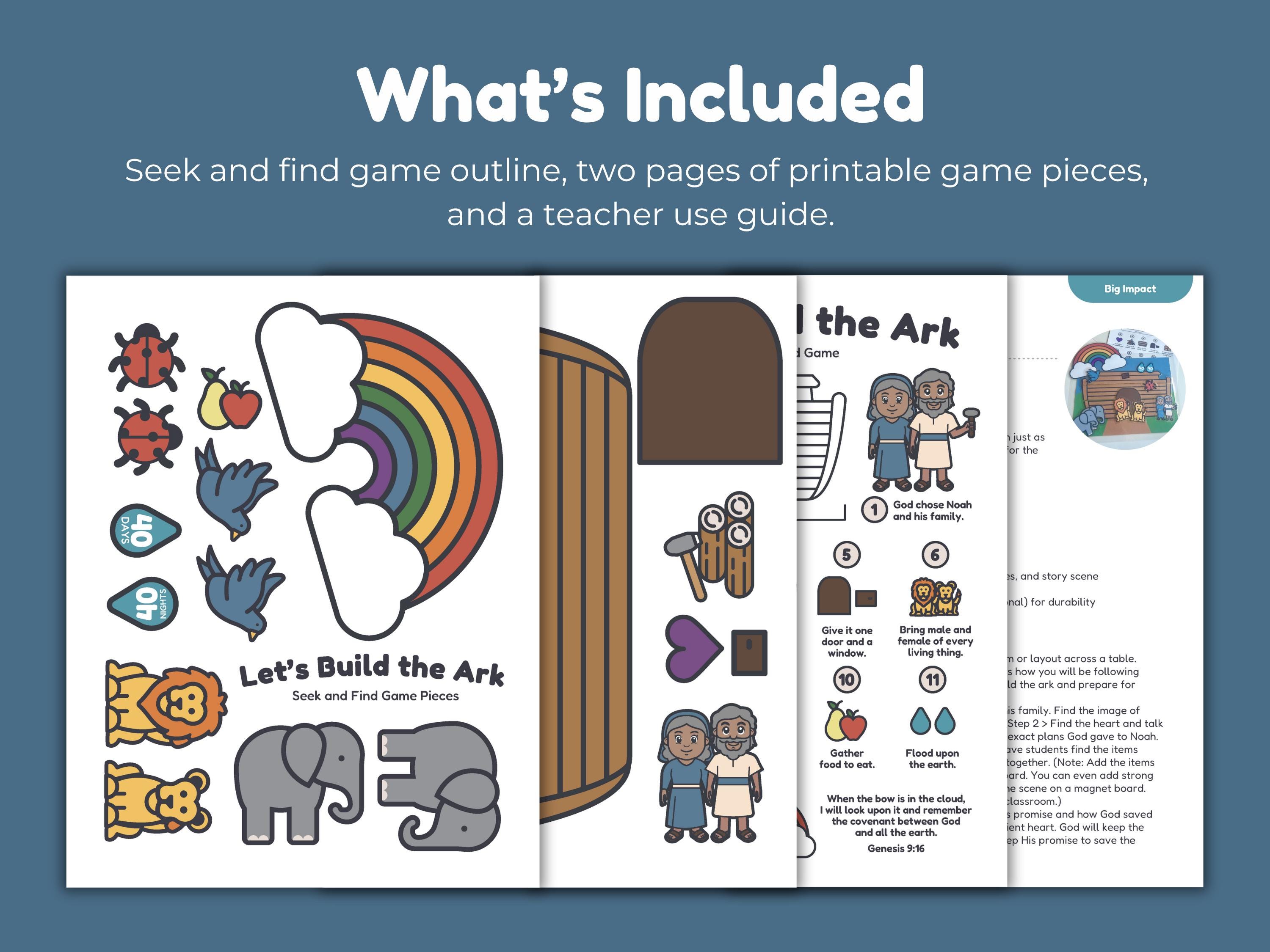 Noah's Ark Printable Seek & Find Game (PDF) - Etsy