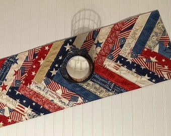 Handmade Spring and Summer Quilted Table Runner, Patriotic Quilted ...