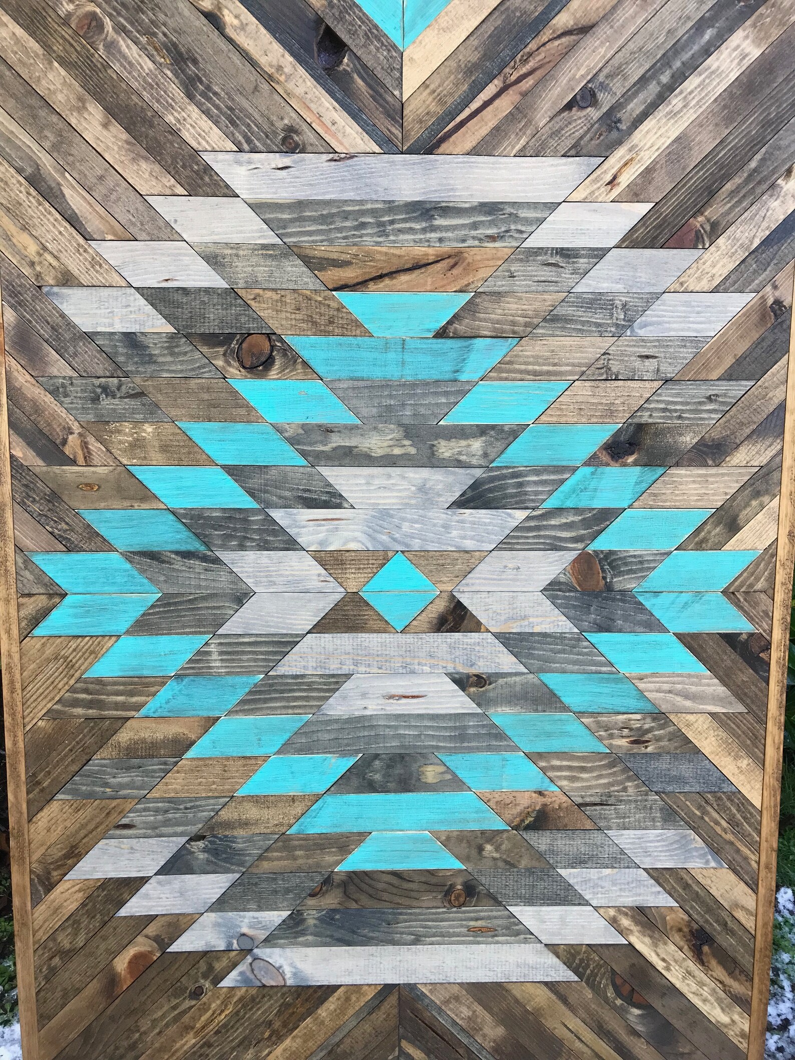 Navy Rustic Tribal Wood Wall Art | Etsy