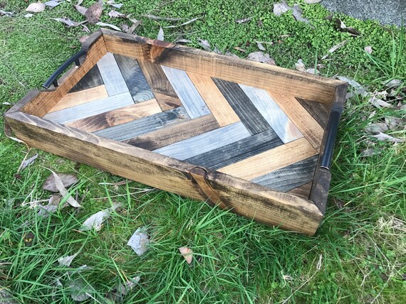 Rustic Herringbone Wood Tray | Etsy