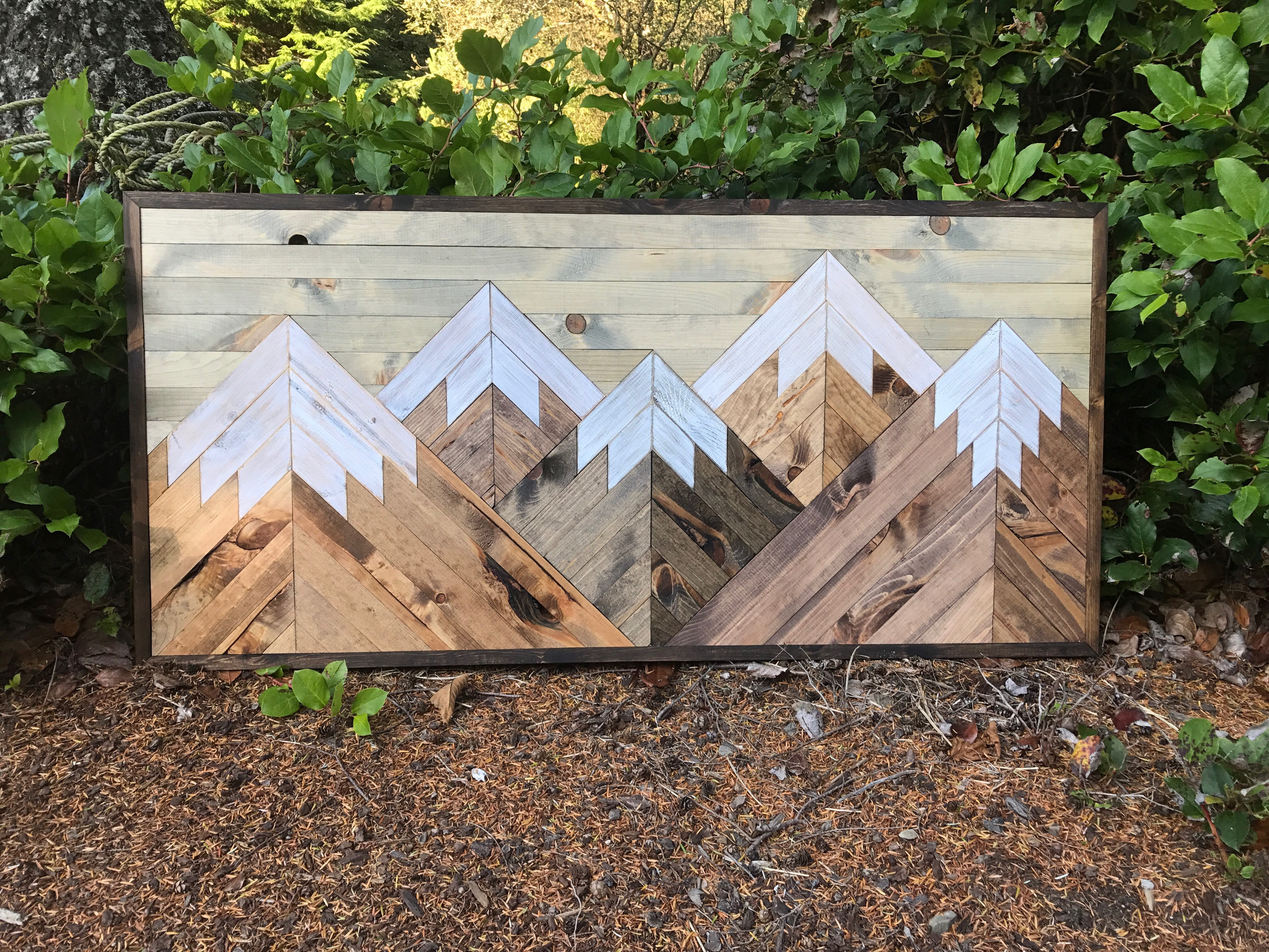 Large Five Rustic Wood Mountains Wall Art | Etsy