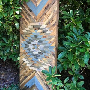Navy Rustic Tribal Wood Wall Art - Etsy