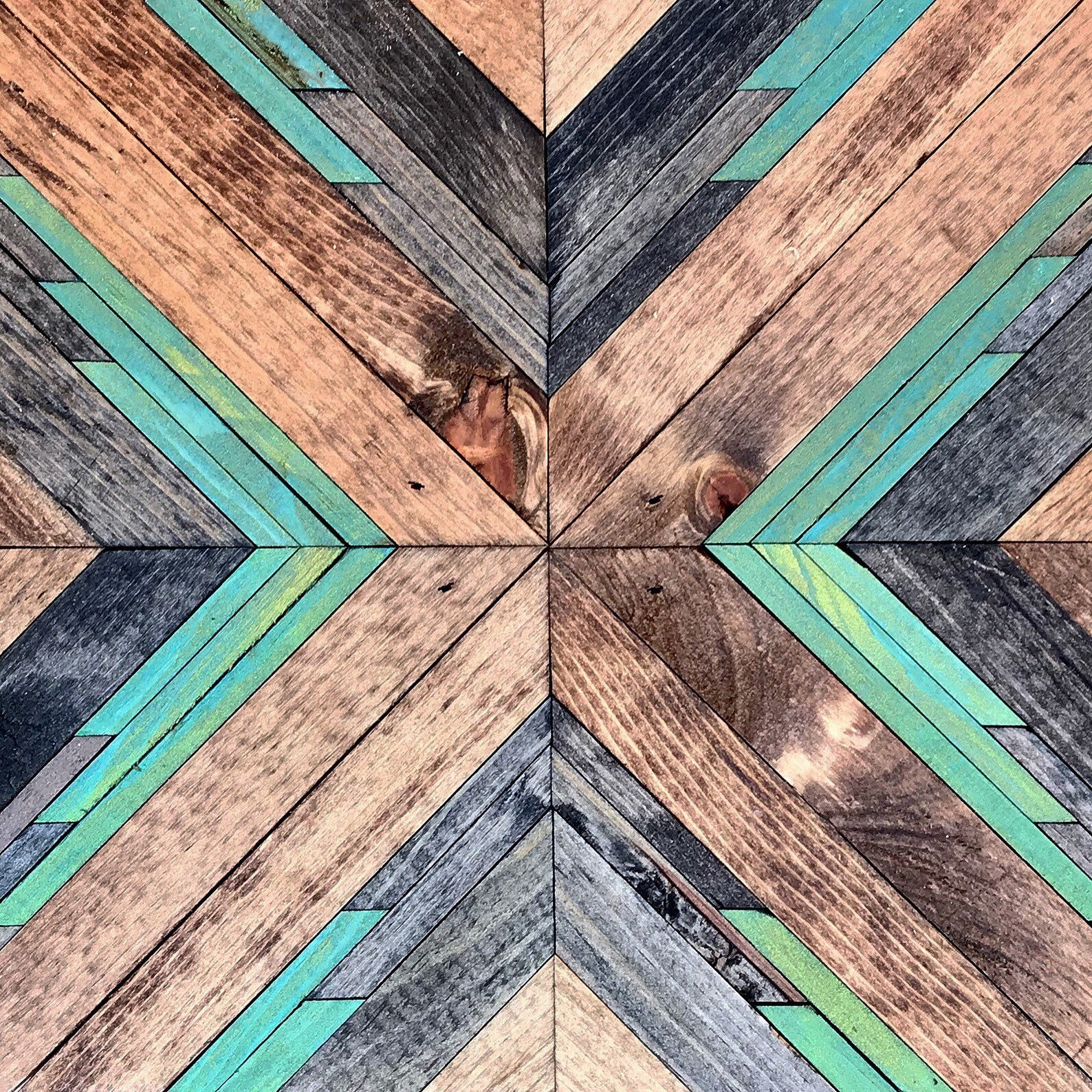 Rustic Shimmer Turquoise Geometric Barn Door | Etsy