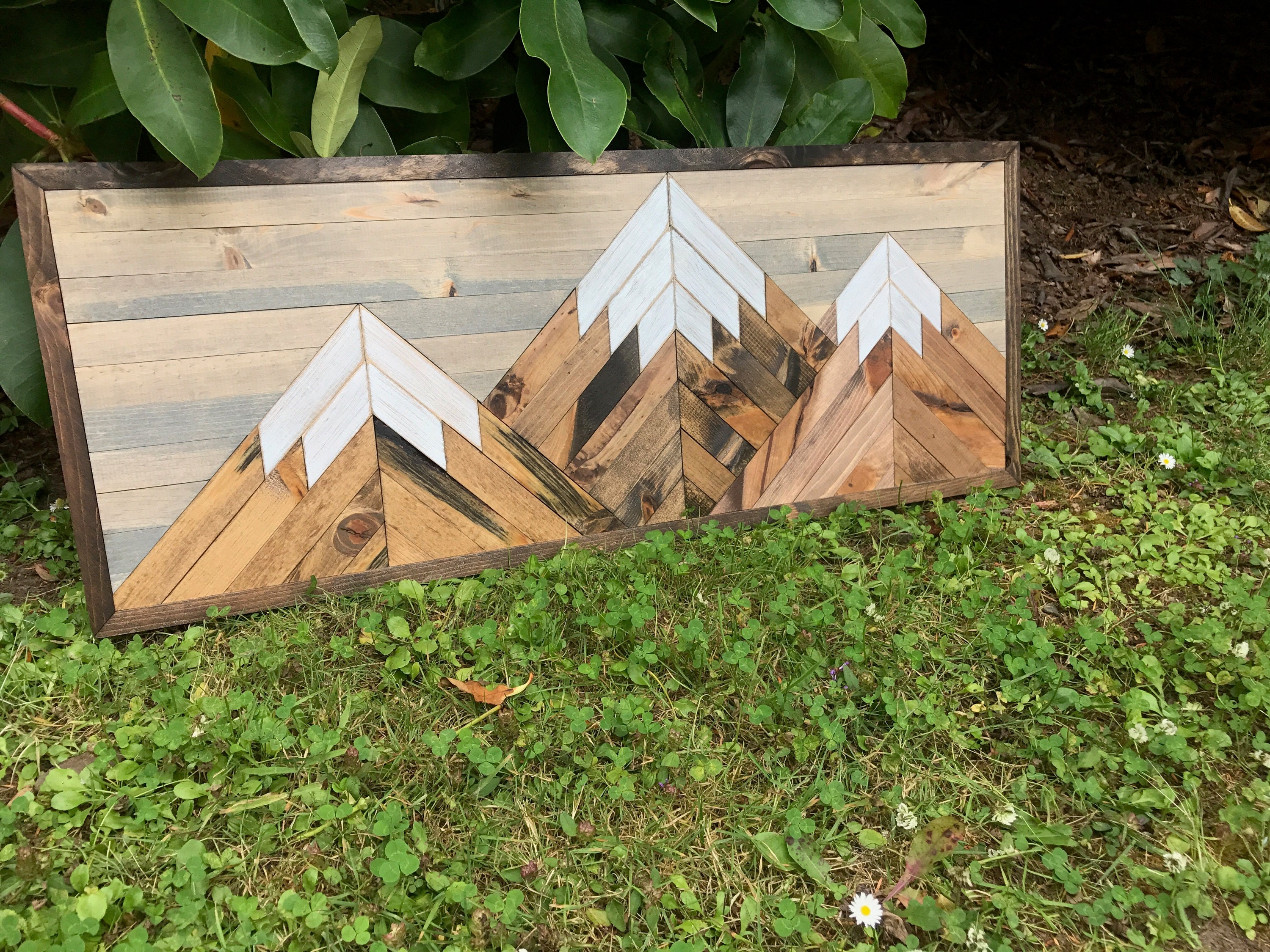 Small Three Rustic Wood Mountains Wall Art | Etsy