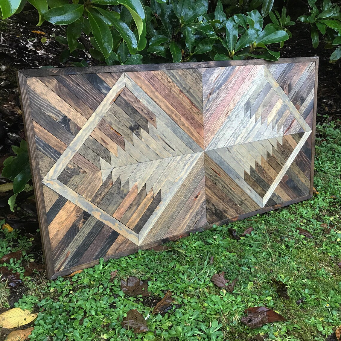 Rustic Modern Geometric Wood Pattern Wall Art | Etsy