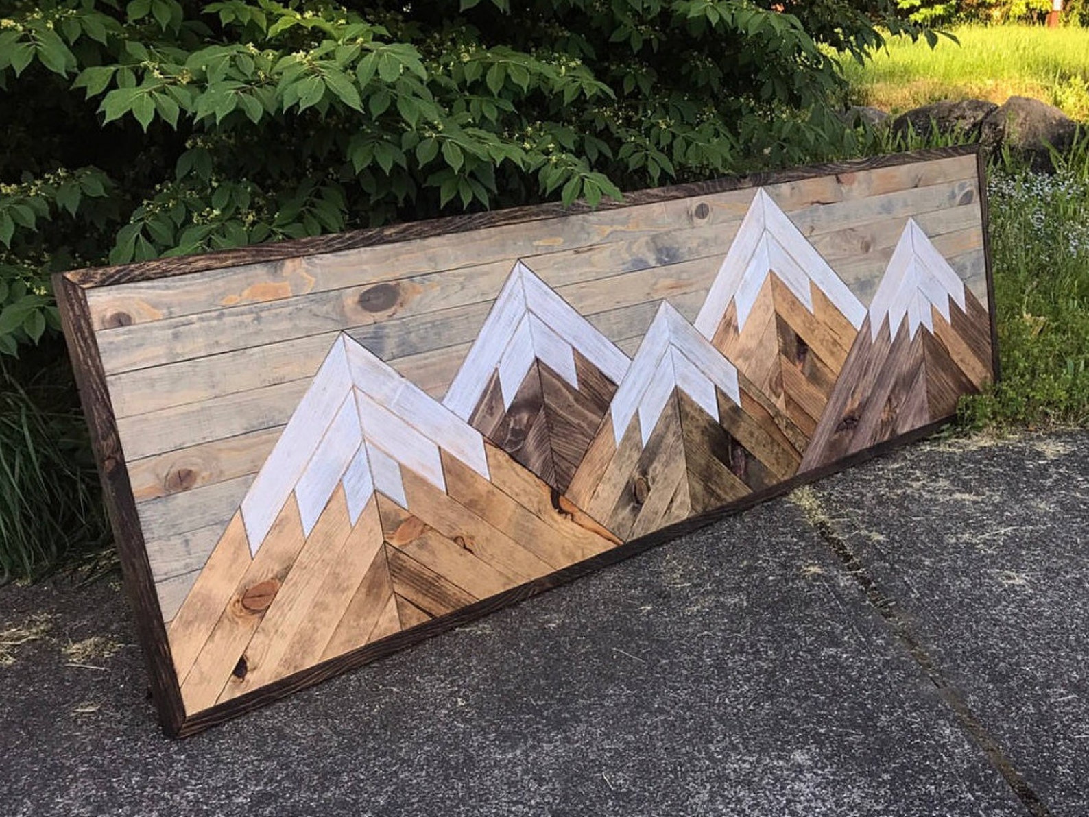 X-large Five Rustic Wood Mountains Wall Art | Etsy