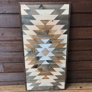 Rustic Gray Hues Aztec Print Wood Wall Art - Etsy