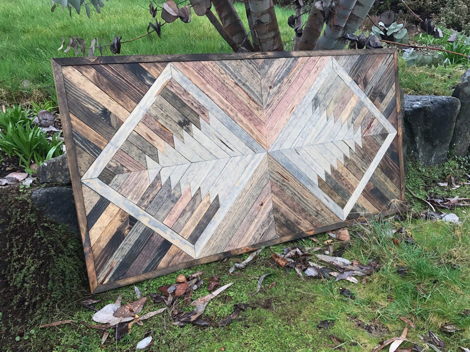 Rustic Modern Geometric Wood Pattern Wall Art | Etsy