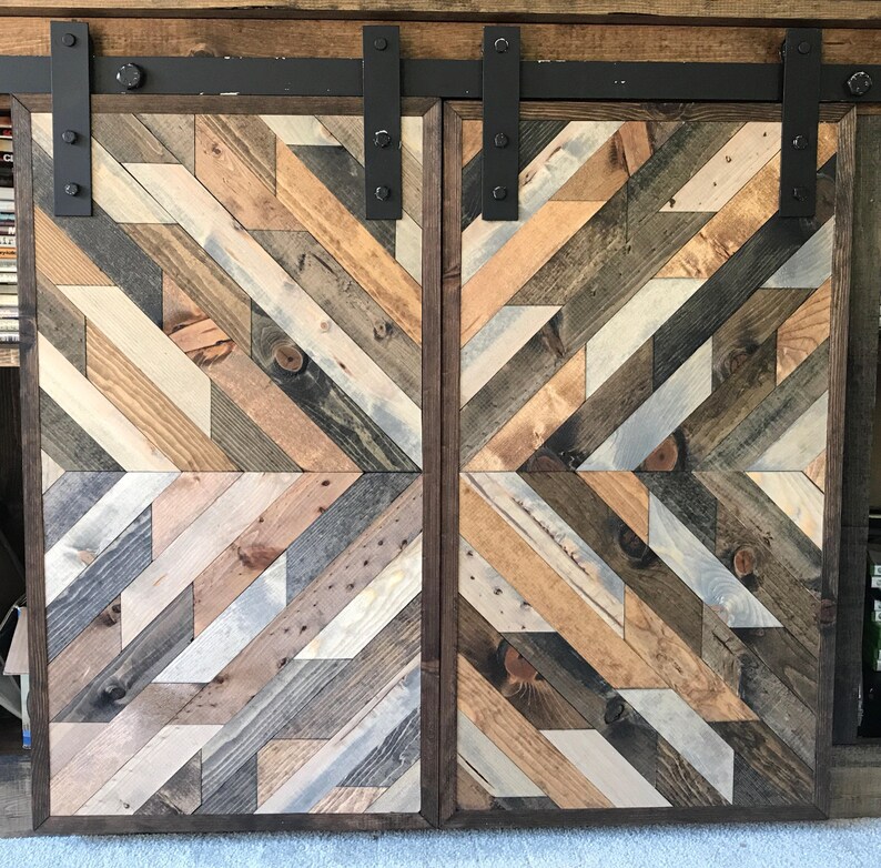 Rustic Modern Geometric Bi-parting Barn Doors - Etsy