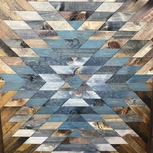 Navy Rustic Tribal Wood Wall Art - Etsy