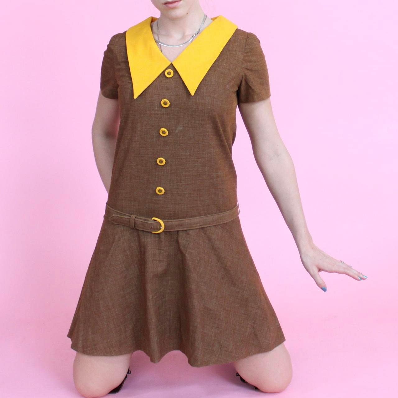 Vintage 60s Mod Collar Mini Dress - Etsy