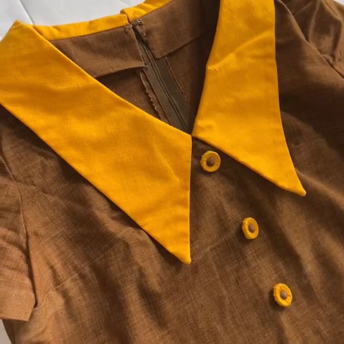 Vintage 60s Mod Collar Mini Dress - Etsy