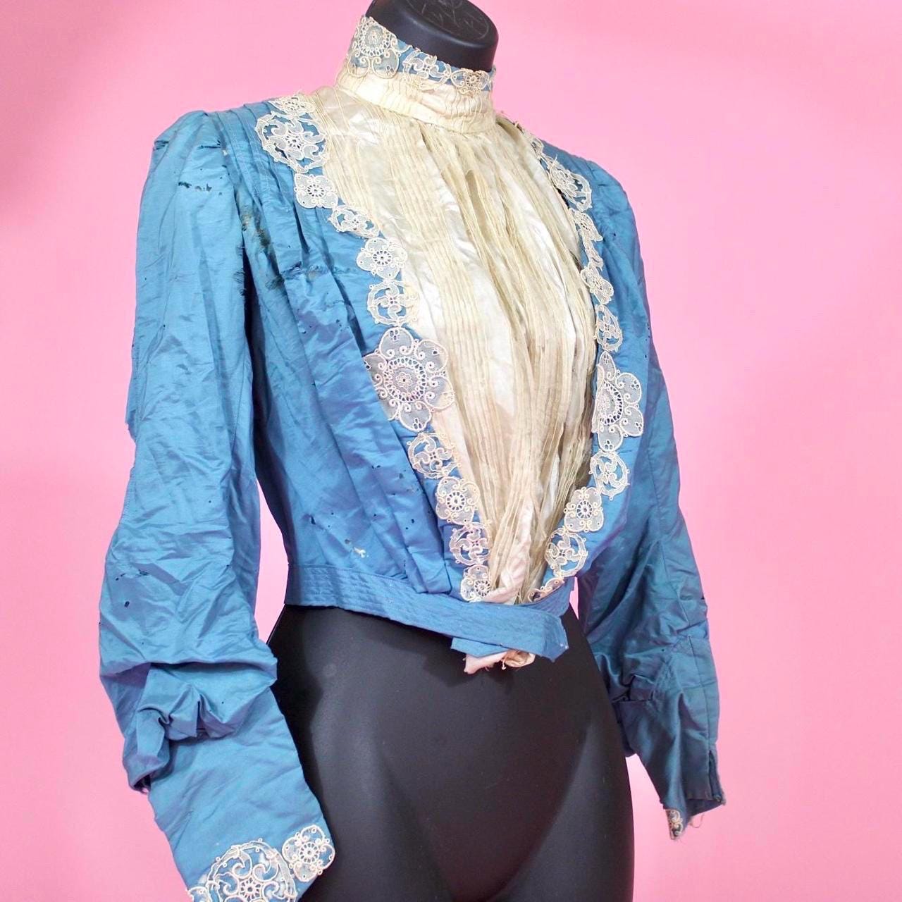 Antique 1800s Lace and Silk Corset Bodice - Etsy