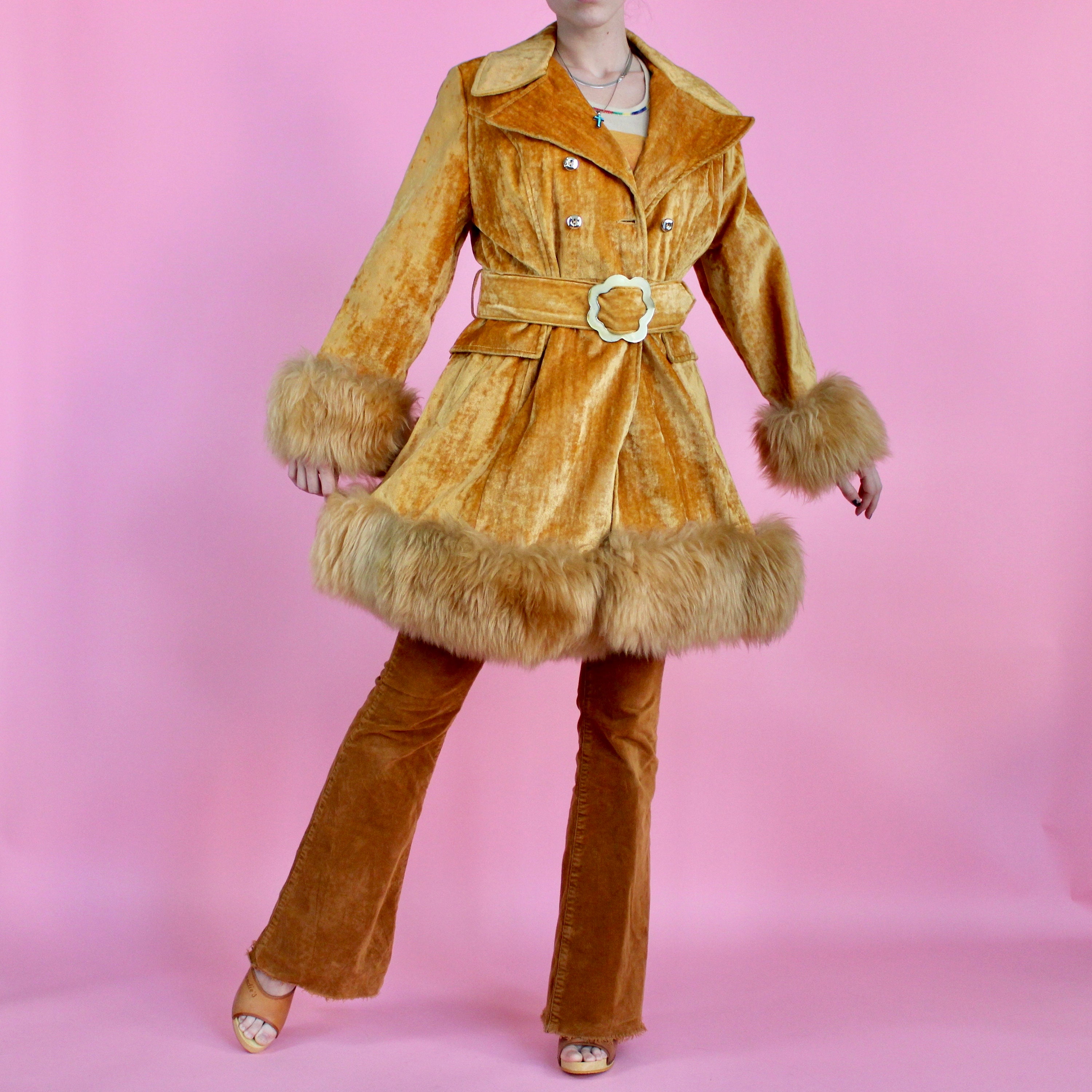 Vintage 70s Velveteen Faux Fur Penny Lane Coat - Etsy