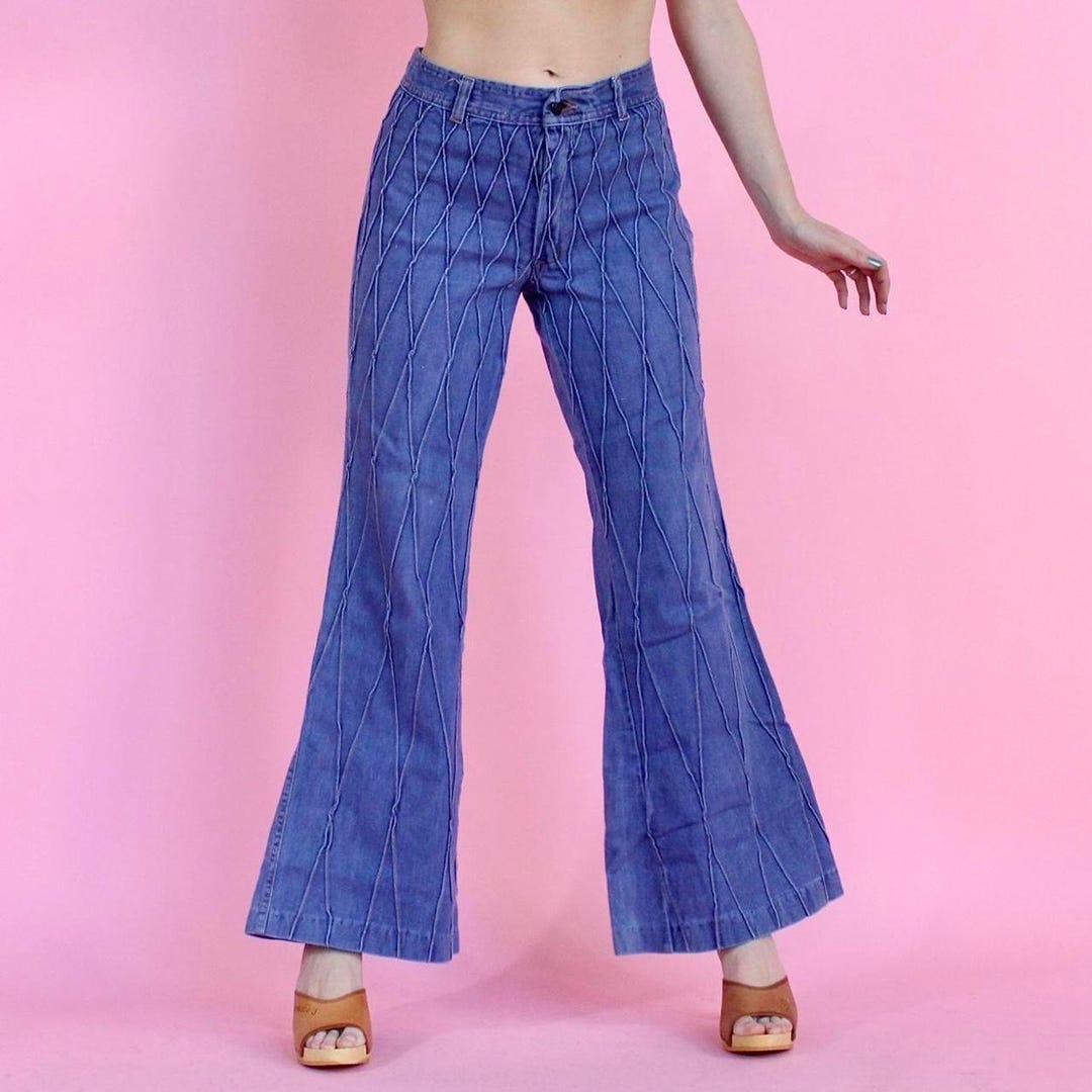 Vintage 70s Patchwork Bell Bottom Jeans - Etsy