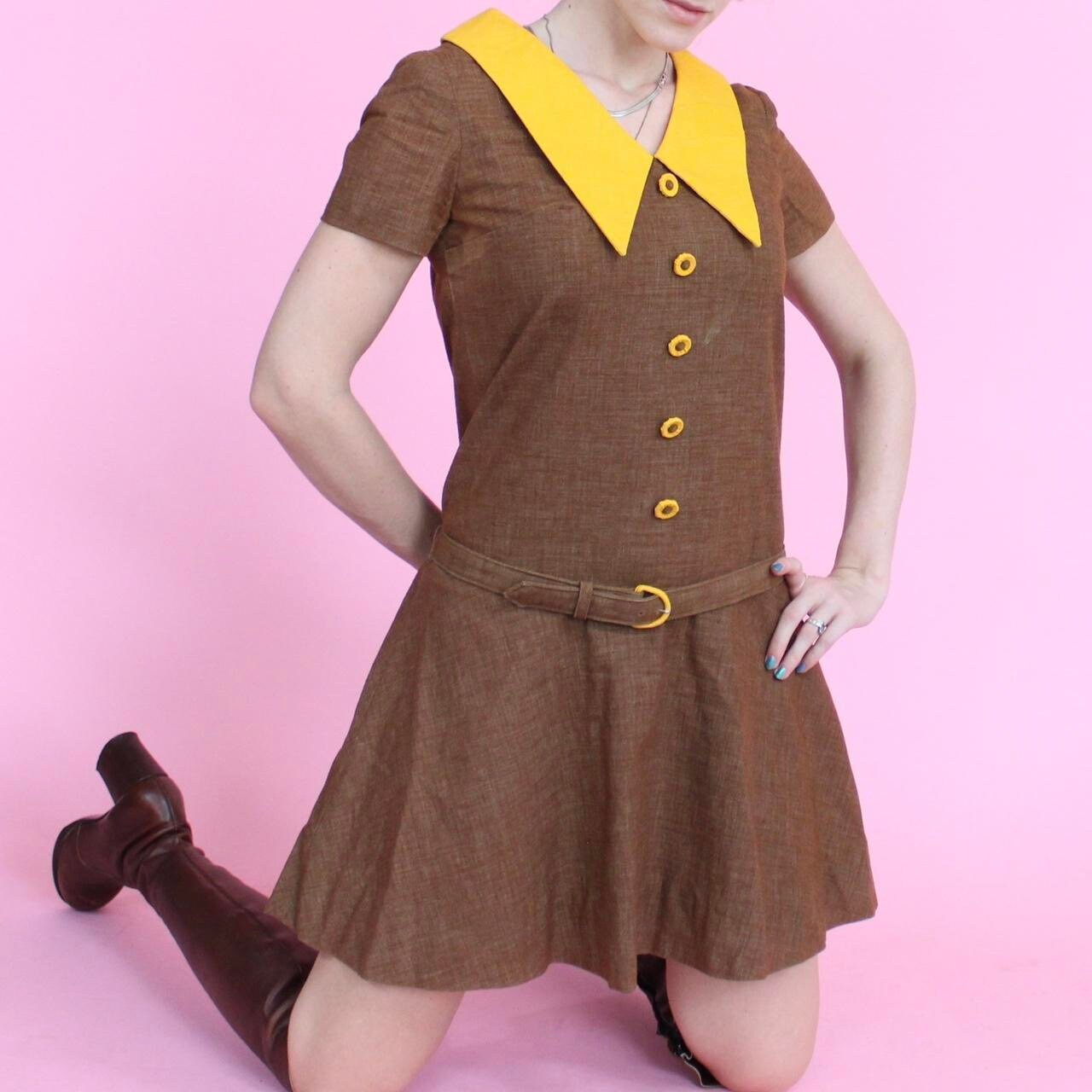 Vintage 60s Mod Collar Mini Dress - Etsy