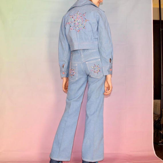 Vintage 70s bell bottom jean jacket set - Gem