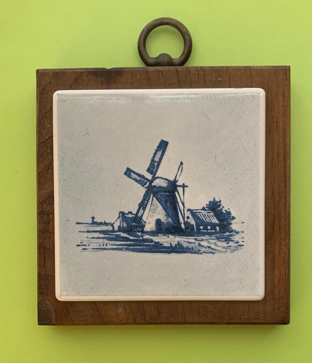Vintage Wall Decoration Windmill Tile on Wood - Etsy