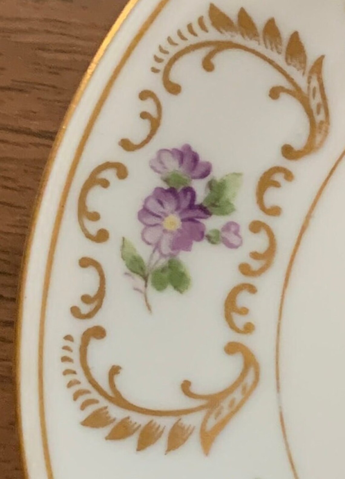 Vintage Noritake Porcelain Saucer Floral Scroll Gold Accents Dresalda ...