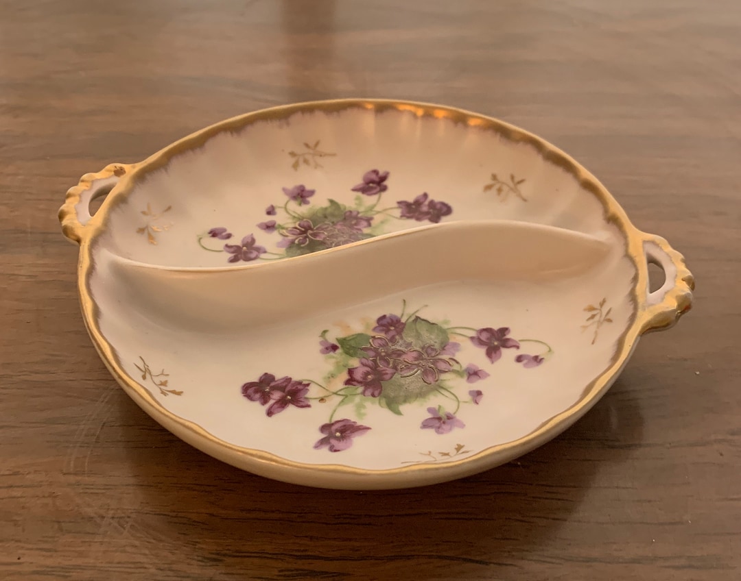 Vintage Hand Painted Pale Purple 2 Compartment Lefton China Candy Dish ...