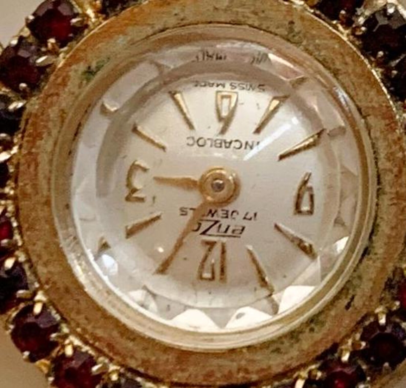 Vintage Gold Tone Enzo 17 Jewel Incabloc Swiss Made Pendant Watch Dark ...