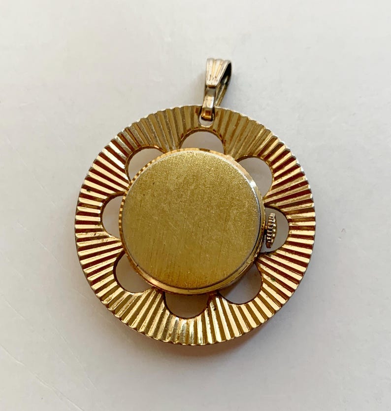 Vintage Gold Tone Enzo 17 Jewel Incabloc Swiss Made Pendant Watch Dark ...