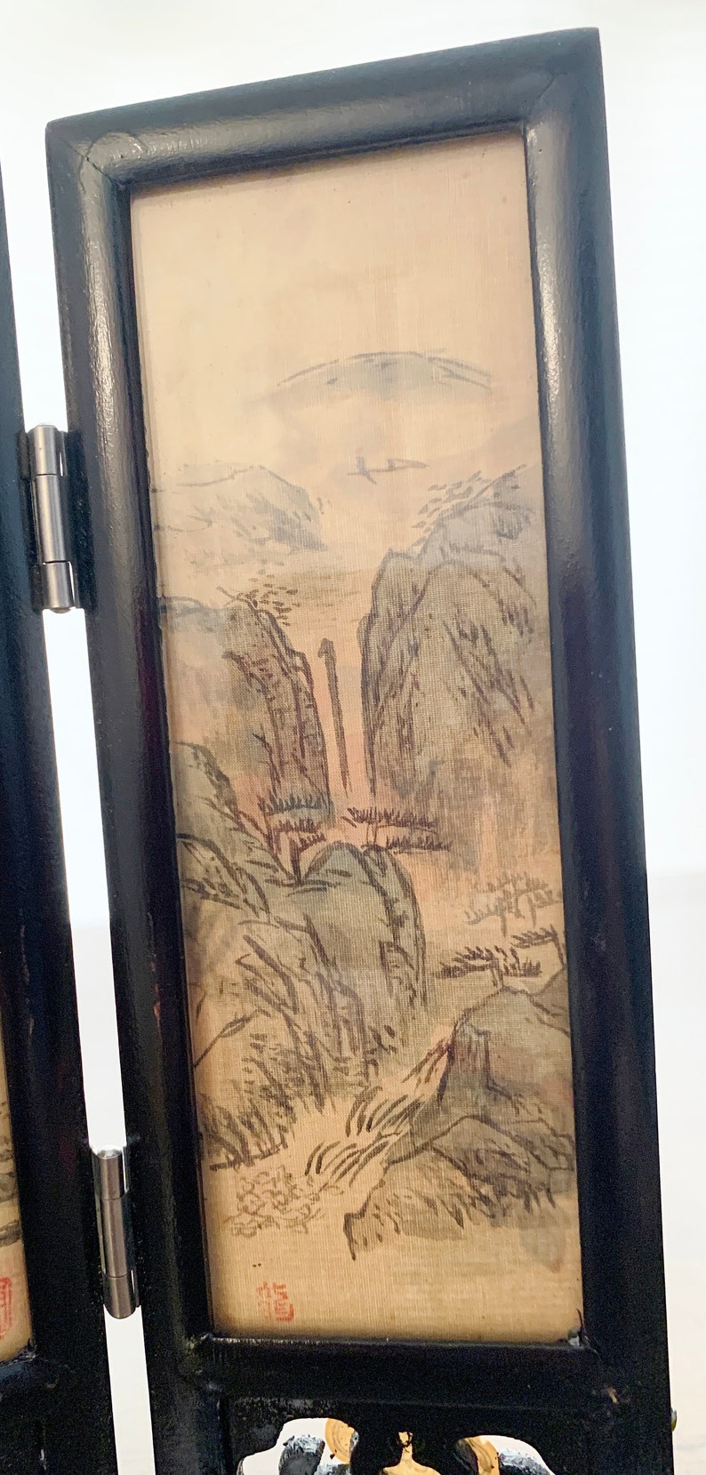 Vintage Miniature 4 Panel Chinese Silk Screen - Etsy