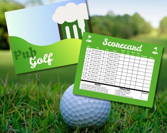 Editable Pub Golf / Bar Golf Scorecard Instant Download Fully ...