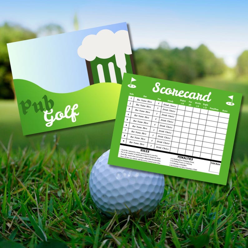 Pub Golf Scorecard Template | Customizable - Etsy