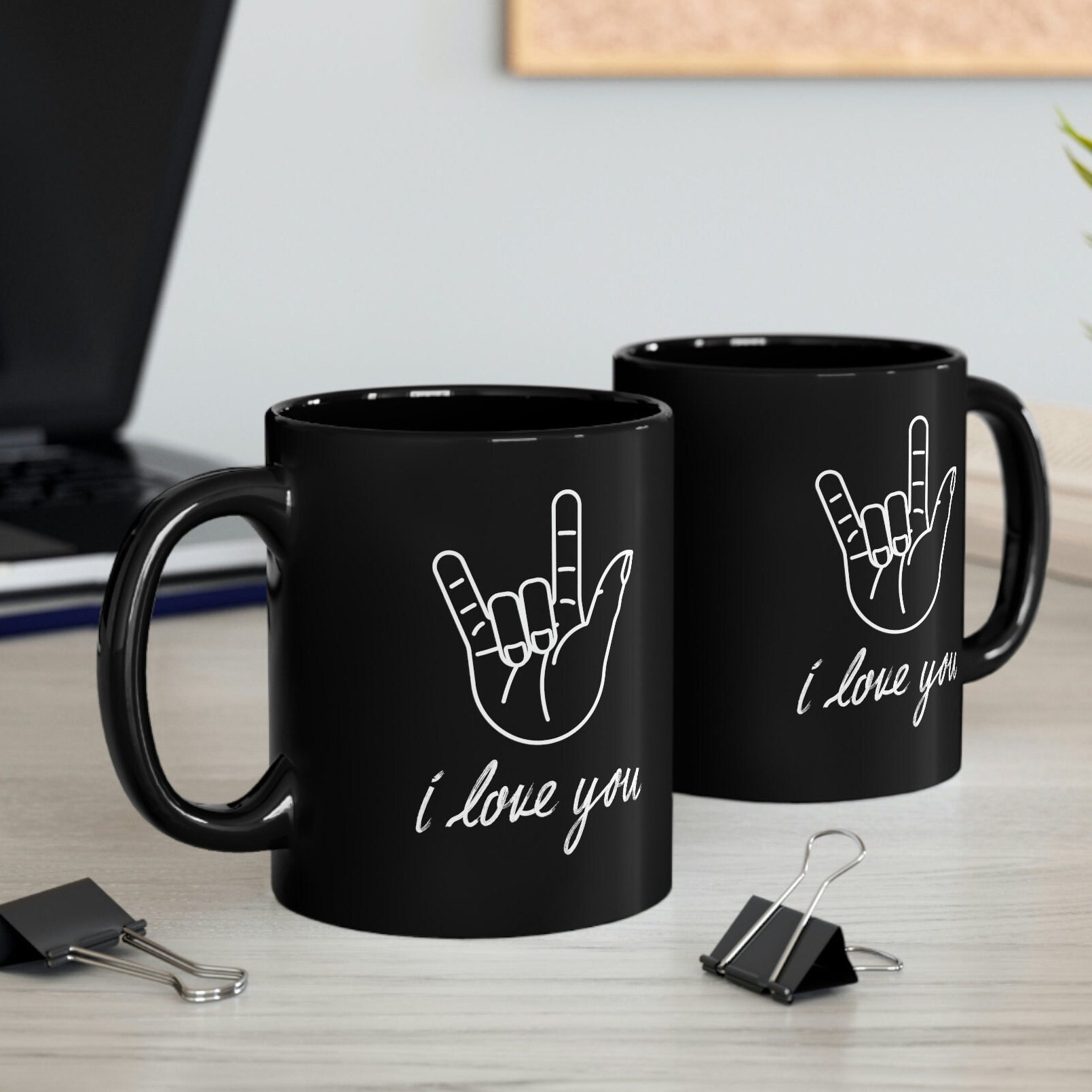 I Love You, Sign Language Mug, ASL Coffee Mug, 11oz Black Ceramic Cup ...