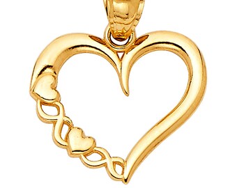 14K Gold Open Heart Charm - Etsy