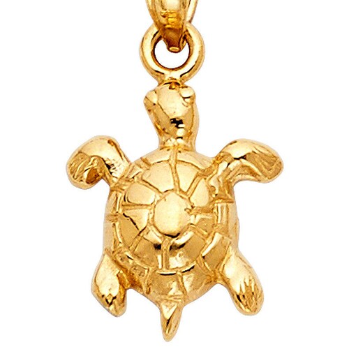 14k Solid Yellow Gold 3-D Turtle Pendant Nautical Charm - Etsy