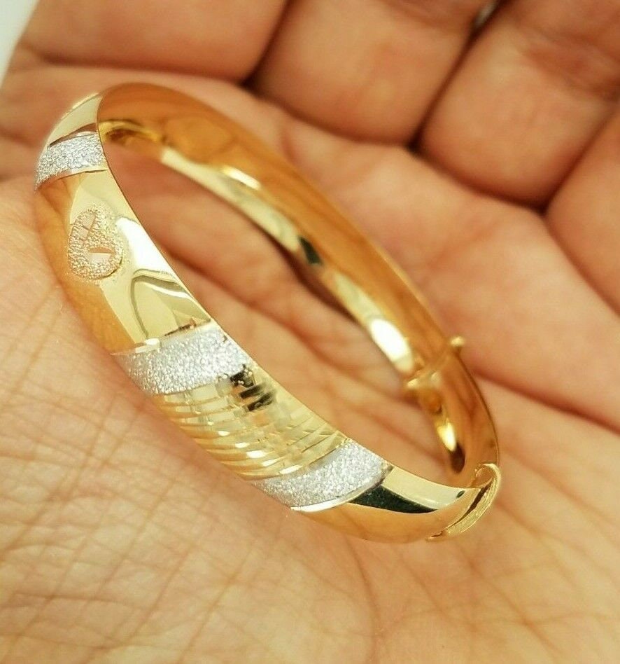 14K Yellow Gold Baby Bangle Bracelet 6 Inches 4.7 Grams Tri | Etsy