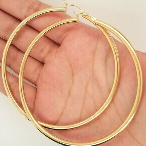 Oversized Gold Hoops Large Hoop Earrings Lightweight Simple - Etsy