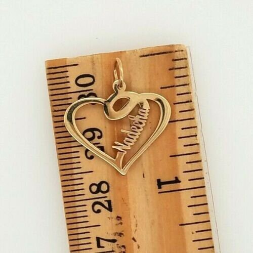 14K Yellow Gold Heart Name Pendant Personalized Customized - Etsy